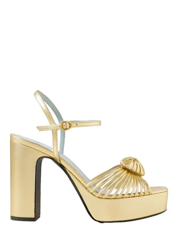 Valentino Garavani Platform Heart-motif Sandals - Golden