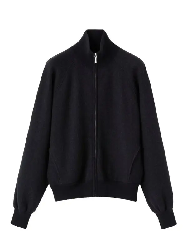 Loro Piana High-neck Zip Bomber - Navy Blue