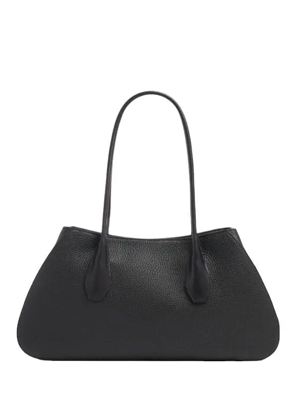 THE ROW Alger Shoulder Bag In Vintage Grain Leather - Black