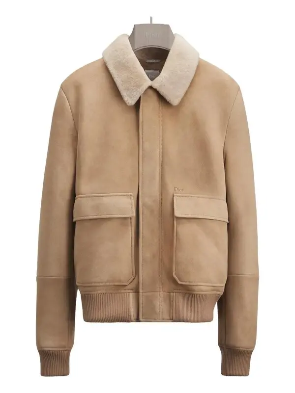 Dior Blouson Jacket With Contrasting Collar - Nude