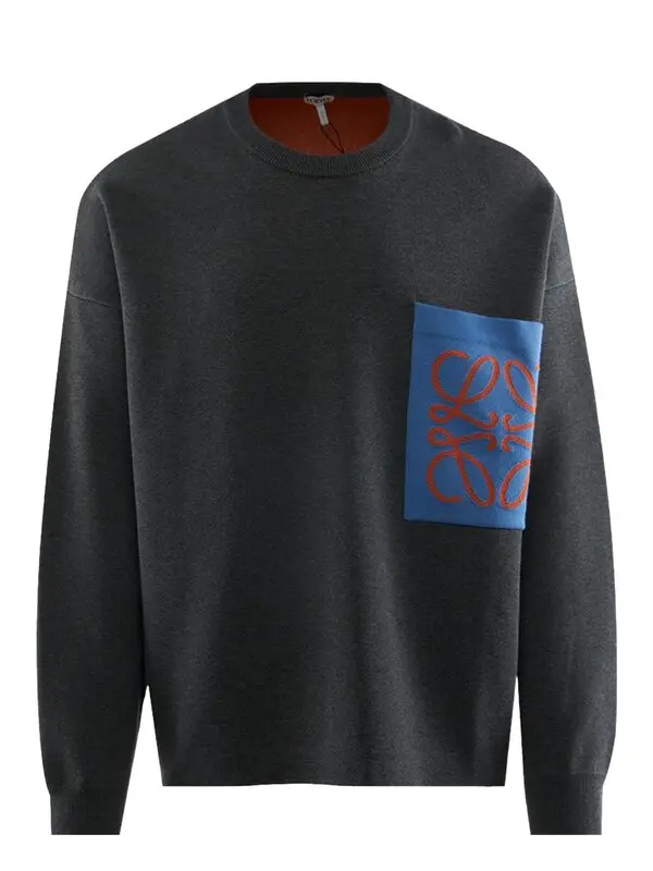 Loewe Anagram Pocket Crew Neck Sweater - Black