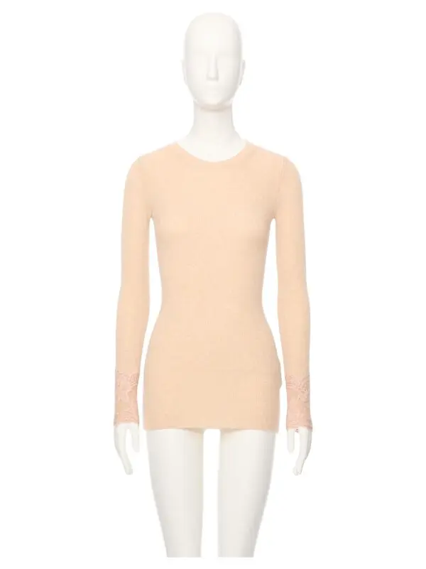 Valentino Garavani Lace Detailed Crewneck Dress - Nude