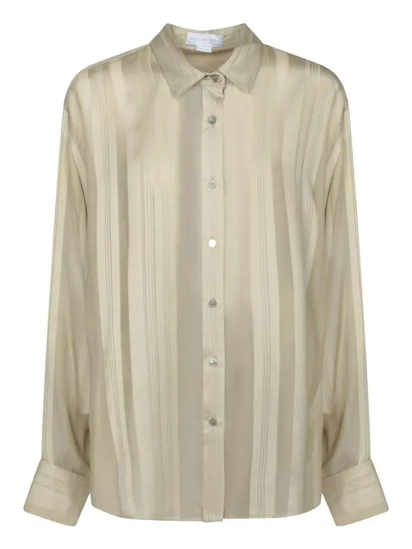 Stella McCartney Oversized Sheer Striped Panelled Shirt - Khaki