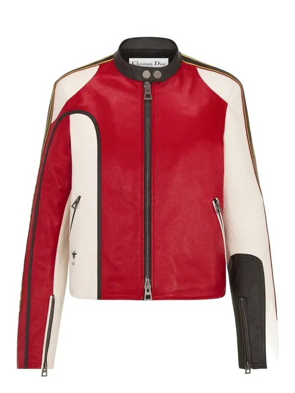 Dior Leather Biker Jacket With Graphic Details - No