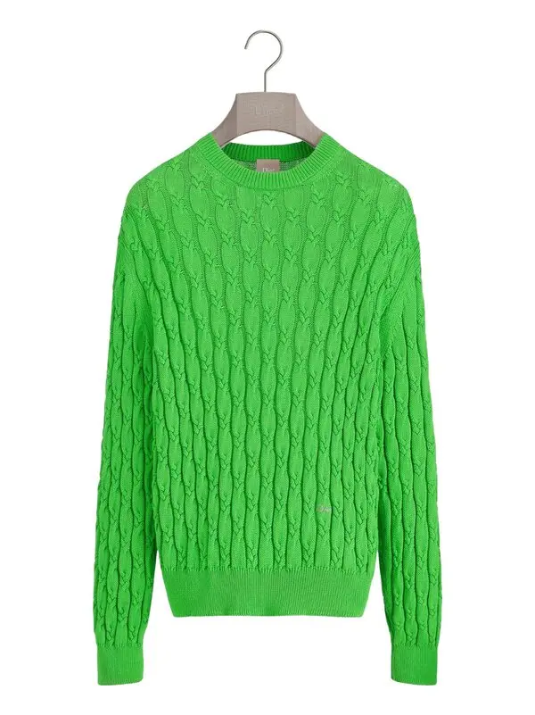 Dior Braided Crewneck Knitted Jumper - Green