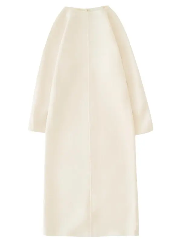 Studio Nicholson Long Sleeve Button Back Midi Dress With Slit - Chalk