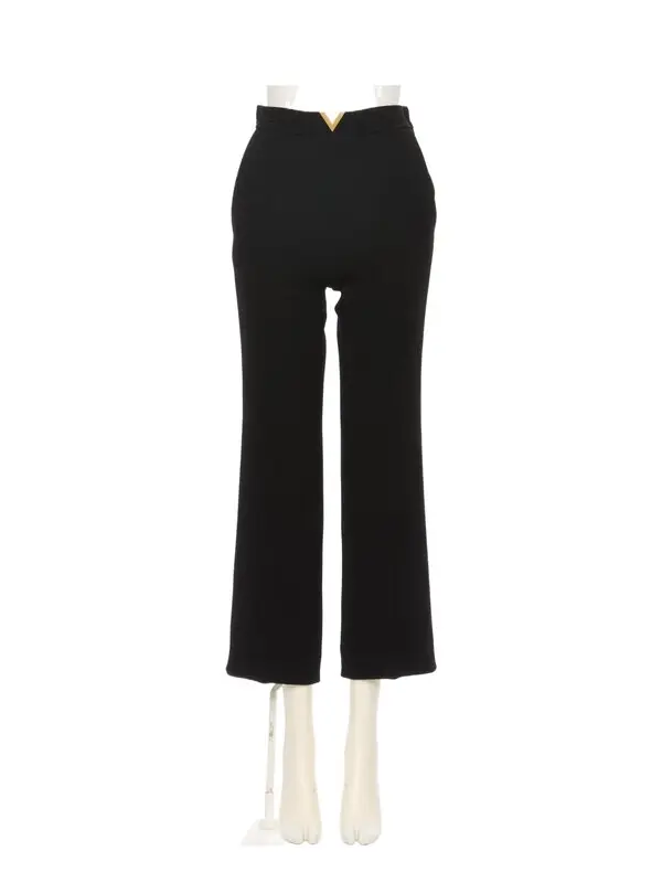 Valentino Garavani Wool Crepe Cropped Pants With Gold Logo Plaque - Black