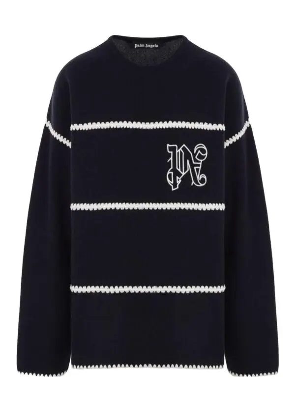 Palm Angels Logo Intarsia Knit Jumper - Black