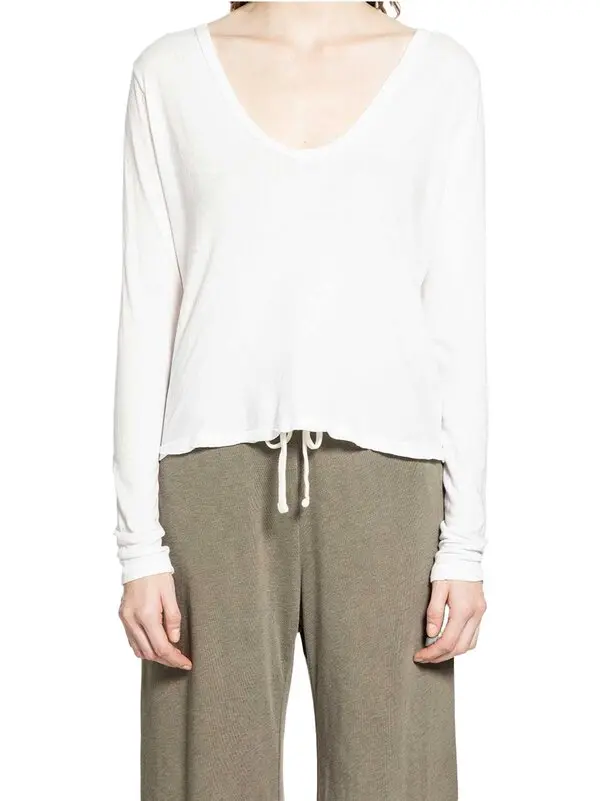 JAMES PERSE Deep V-neck Long-sleeve T-shirt - White