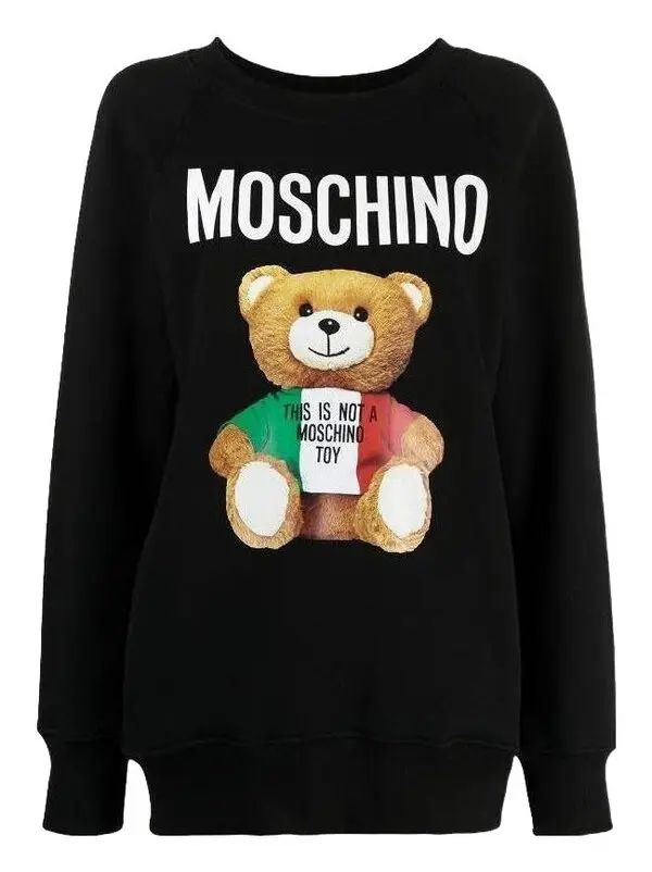 Moschino Teddy Bear Print Crew Neck Sweatshirt - Black