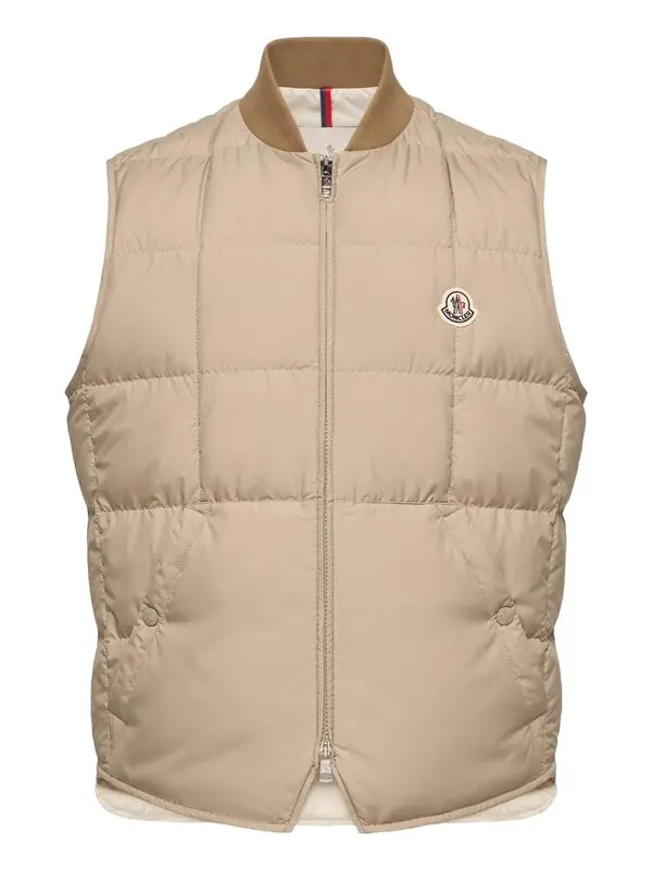 Moncler Elberton Square-quilted Down Gilet - Gray-beige
