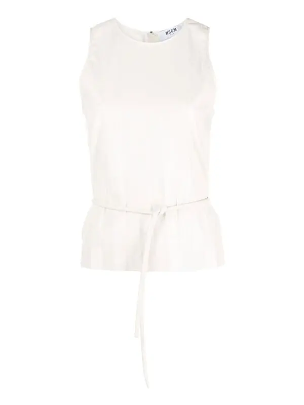 MSGM Sleeveless Vest With Tie Waist - White