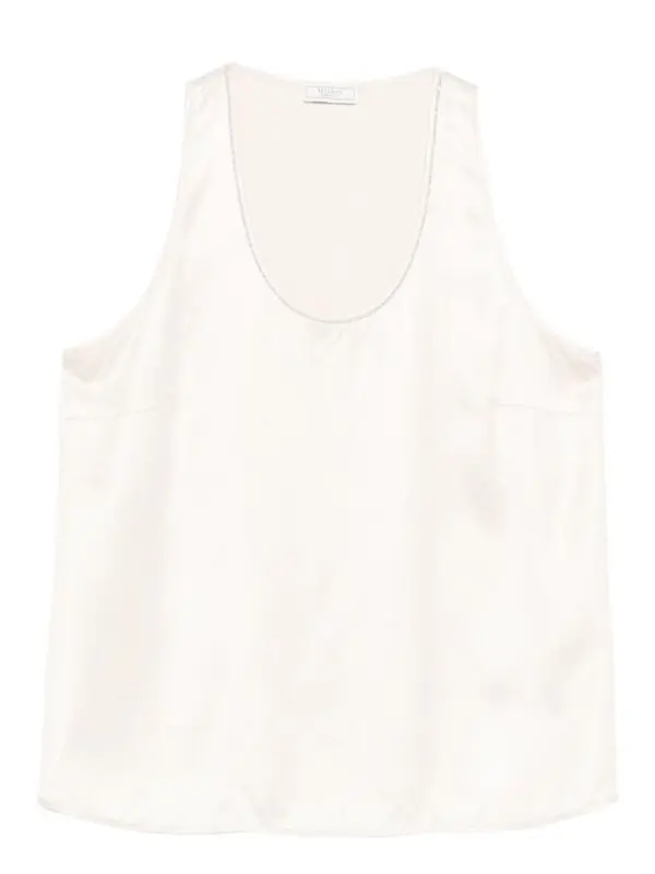 Peserico Sleeveless Scoop Neck Top With Tonal Stitching - White