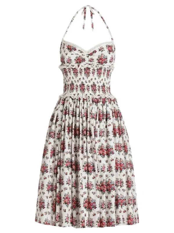 Dolce & Gabbana Small Flower Bouquet-printed Poplin Dress - Multicolor