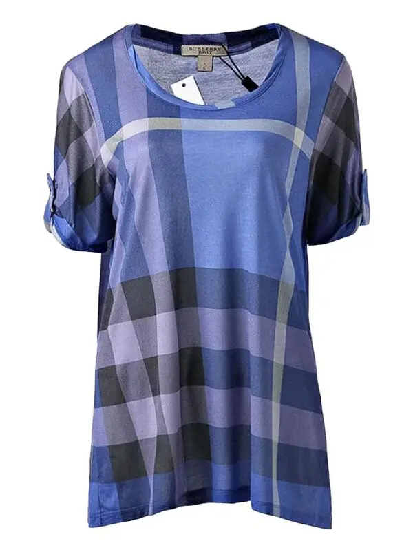 Burberry Short Sleeve Checkered T-shirt - Blue
