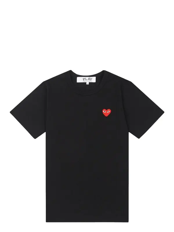 Play Comme Des Garcon Short Sleeve T-shirt With Heart Applique - Black
