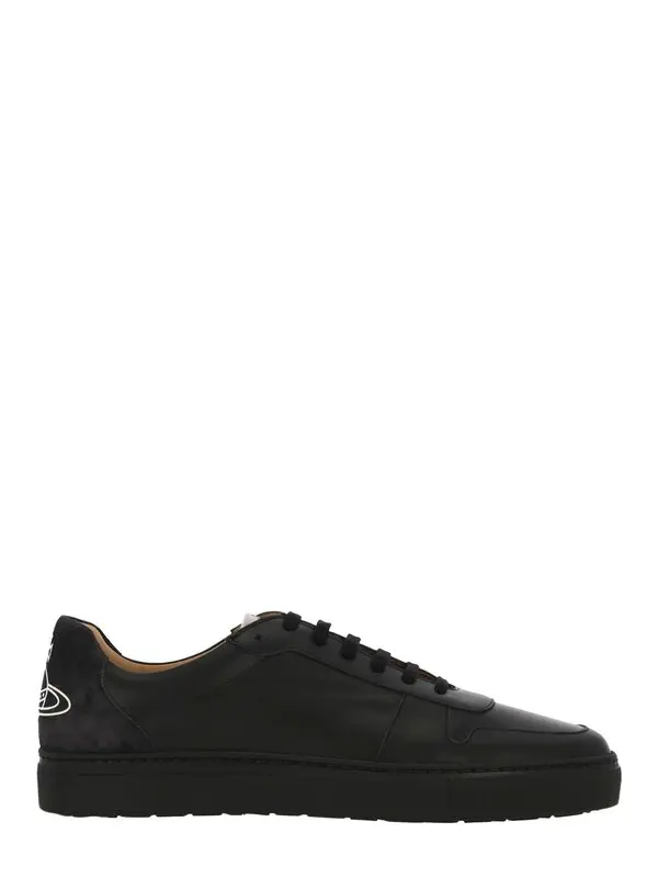 VIVIENNE WESTWOOD Logo-print Calf Leather Sneakers - Black