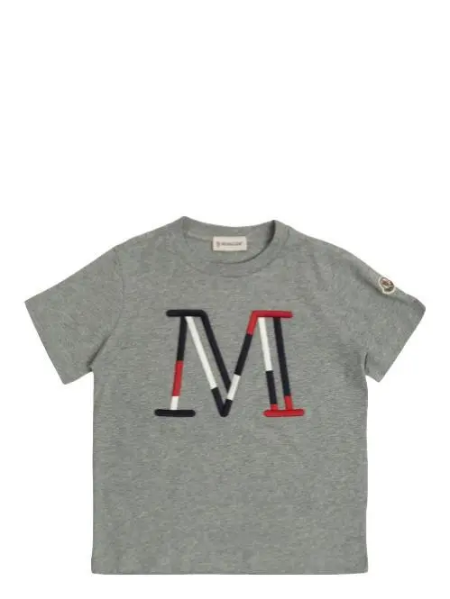 Moncler Logo Embroidered T-shirt - Grey