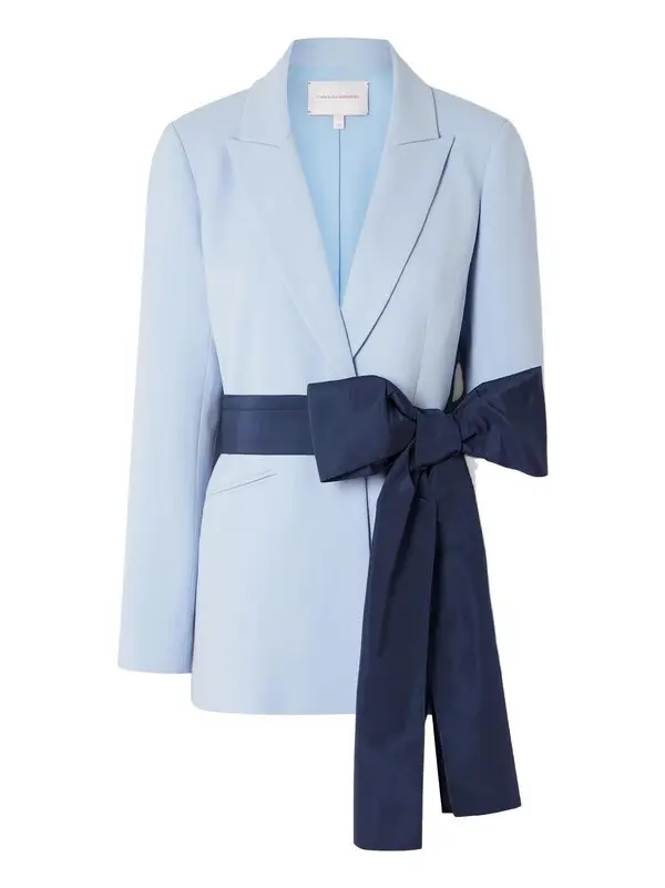 Carolina Herrera Wool Blend Suit Jacket With Bow Embellishment - Blue
