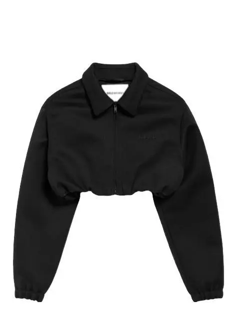 Balenciaga Cropped Zip-up Jacket With Embroidered Logo - Black