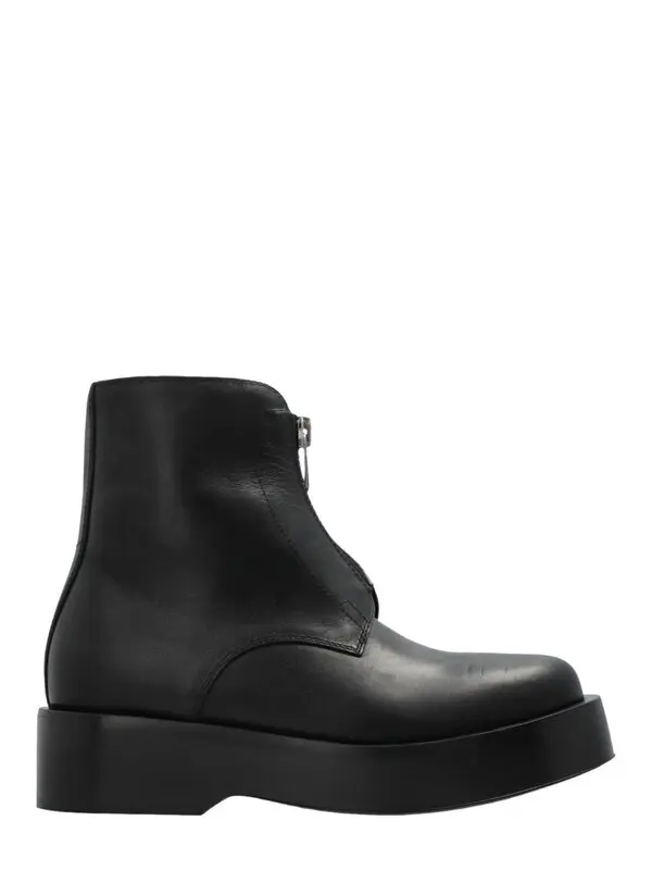 Bottega Veneta Square Toe Chunky Zip Up Boots - Black