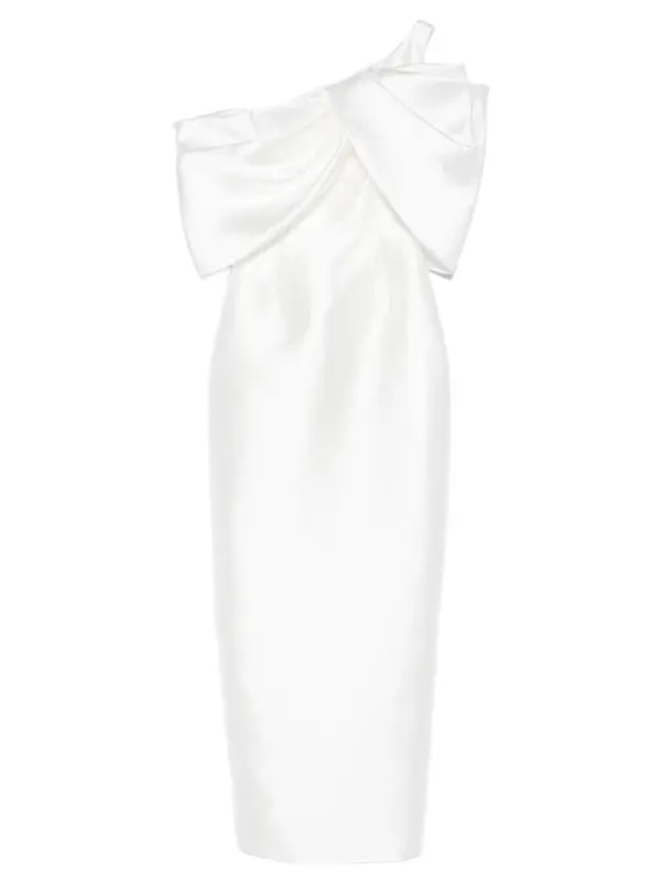 Solace Asymmetric Off-the-shoulder Maxi Dress With Back Slit - White