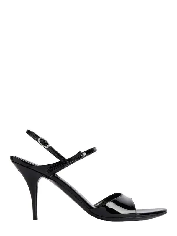 Balenciaga Avenue Bow Heeled Sandals - Black/silver