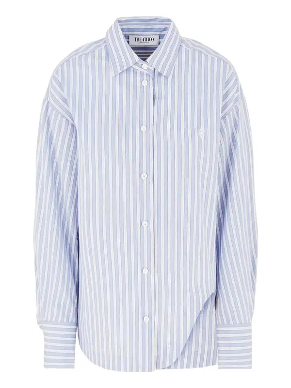 Attico Eliza Striped Shirt - White And Navy Blue