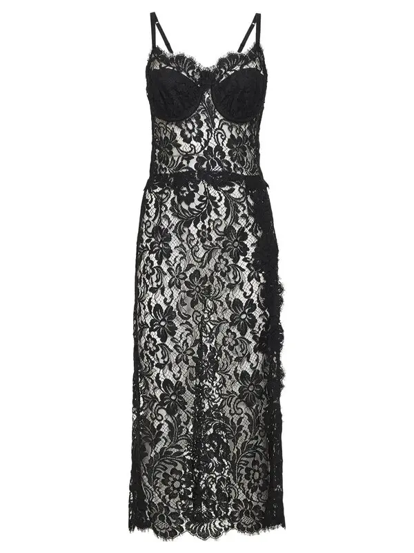 Dolce & Gabbana Lace Bustier Midi Dress - Black
