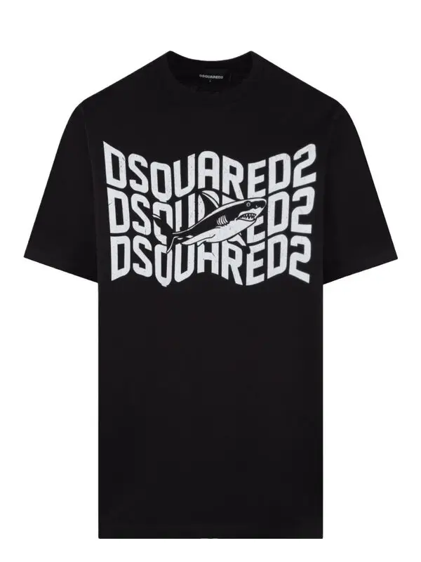 Dsquared2 Logo Printed Crewneck T-shirt - Black