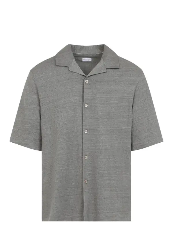 Brunello Cucinelli Camp-collar Short-sleeve Shirt - Gray