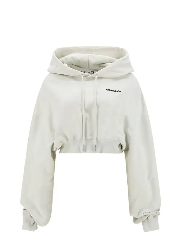 Off-White Logo Cropped Hoodie - White
