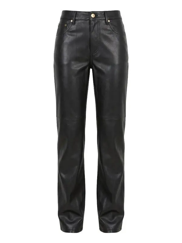 Michael Kors Straight-leg Leather Pants - Black