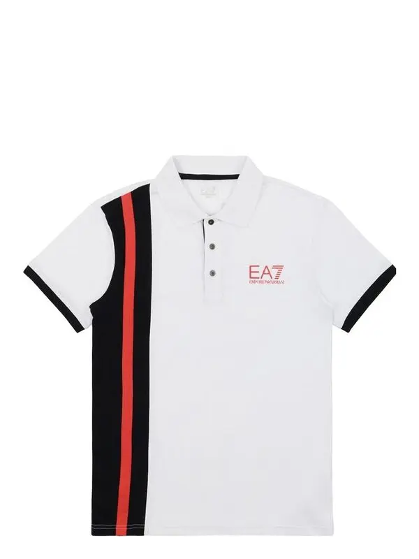 EA7 Logo Printed Polo Shirt - White