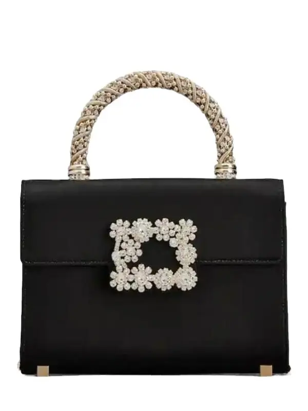 ROGER VIVIER Embellished Foldover Top Tote Bag - Black