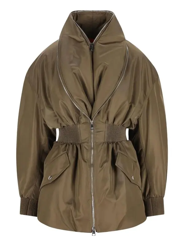 Givenchy Hourglass Bomber With Zipped Shawl Collar In Nylon - Khaki