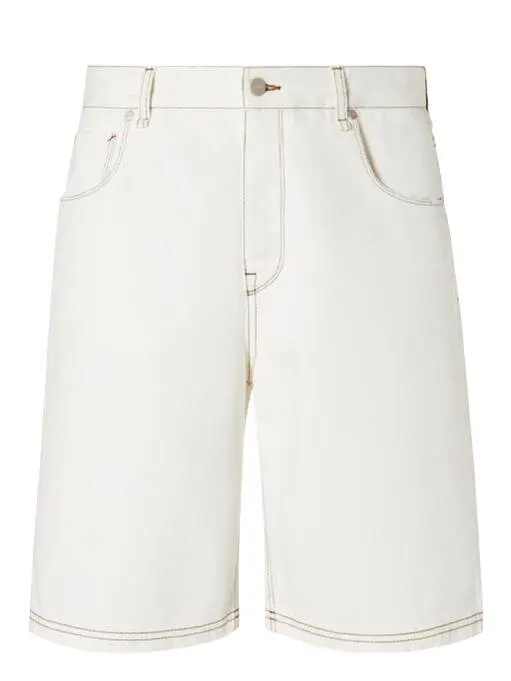 Fendi Five-pocket Denim Bermuda Shorts - White