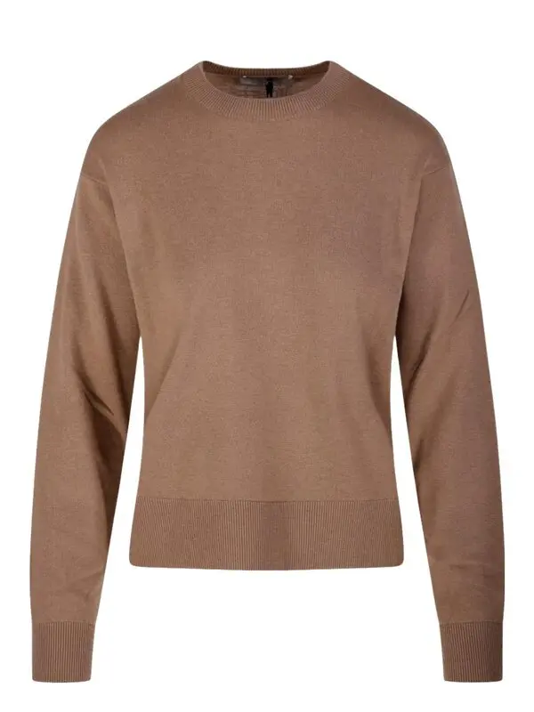 Max Mara Crewneck Jumper With Ribbed Details - Brown