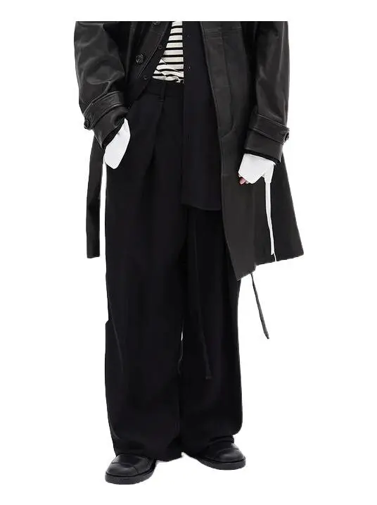 ANN DEMEULEMEESTER Pleated Wide Leg Trousers - Black