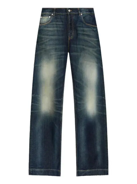 Alexander McQueen Vintage Effect Straight-leg Jeans - Navy Blue