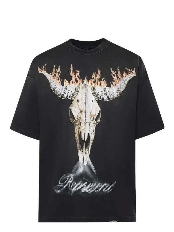 REPRESENT Cowboys Graphic T-shirt - Stained Black