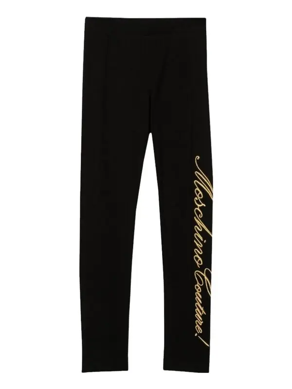 Moschino Embroidered-logo Detail Leggings - Black