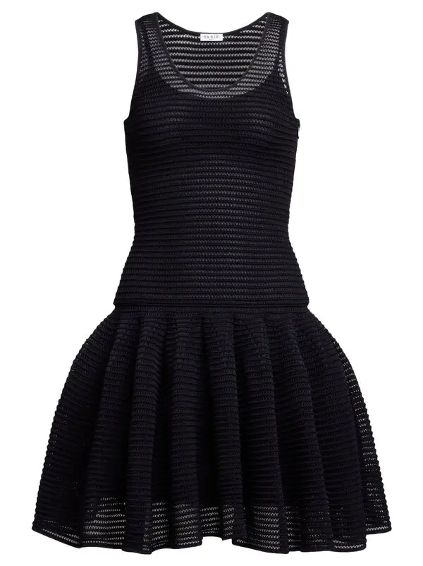 Alaïa Short Crinoline Knit Dress - Black