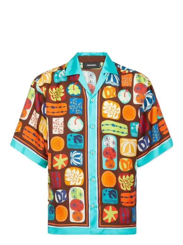 Dsquared2 Summer Lovers Drop Shoulder Bowling Shirt - Multi-color