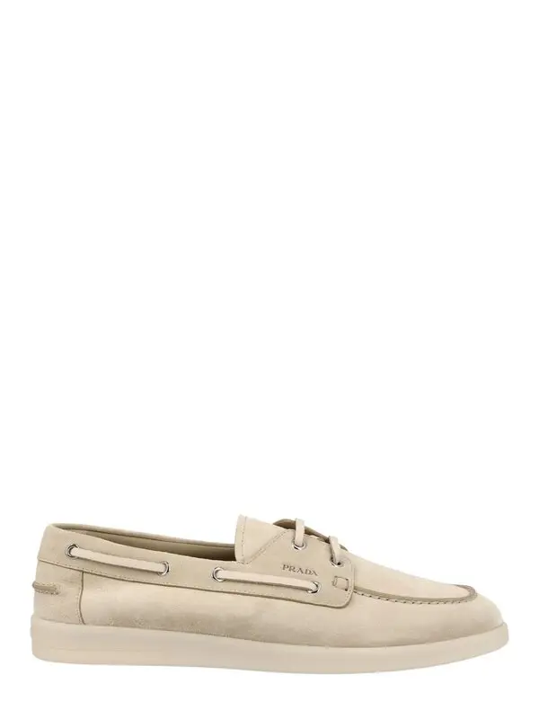 Prada Allacciate Lace-up Boat Shoes - Nude