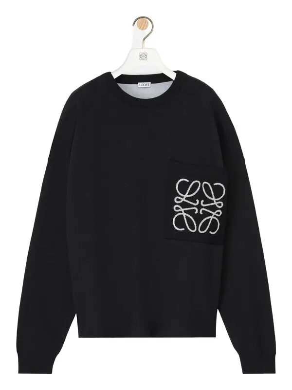 Loewe Anagram Intarsia Crewneck Jumper - Black/white
