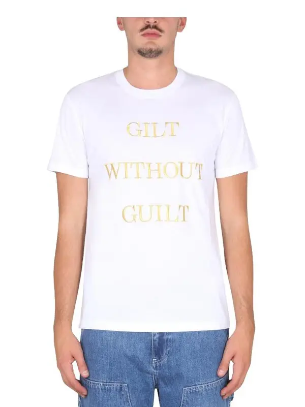 Moschino Slogan T-shirt With Round Neck - White