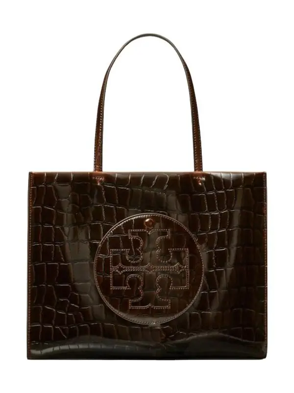 Tory Burch Croc-embossed Logo Detail Tote Bag - Brown