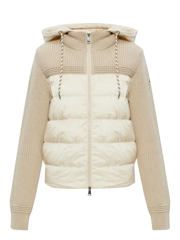 Moncler Quilted Cardigan With Drawstring Hood - Snow-white