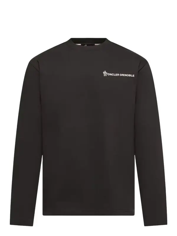 Moncler Logo Long Sleeve Cotton T-shirt - Black